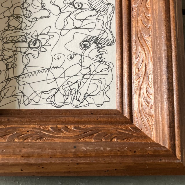 1980s Two Original Wayne Cunningham Abstract Pen and Ink Drawings Set ...