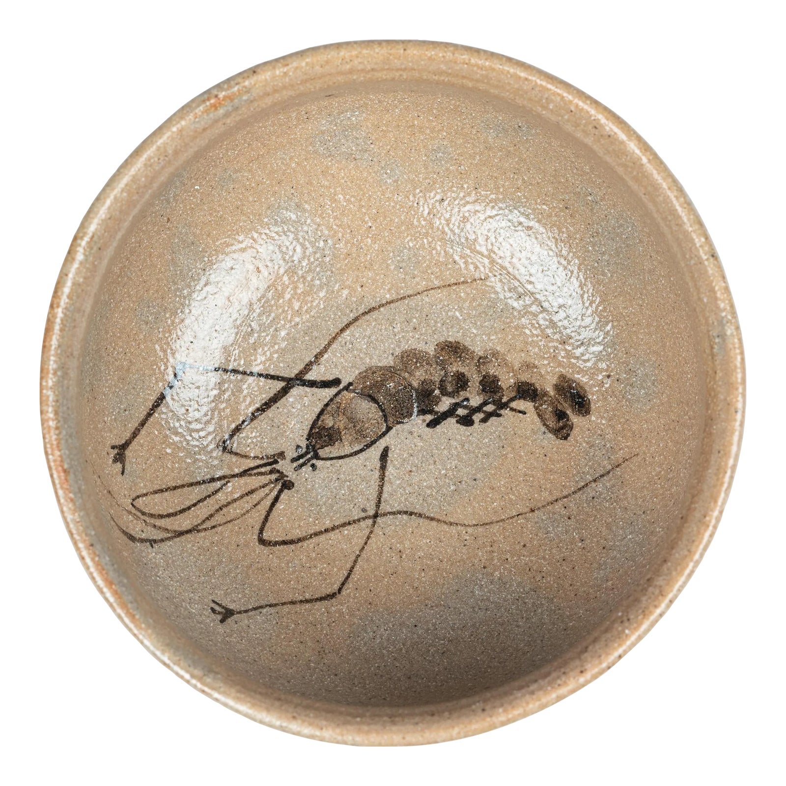Late 20th Century E-Garatsu Chawan With Shrimp and Vines Motif | Chairish