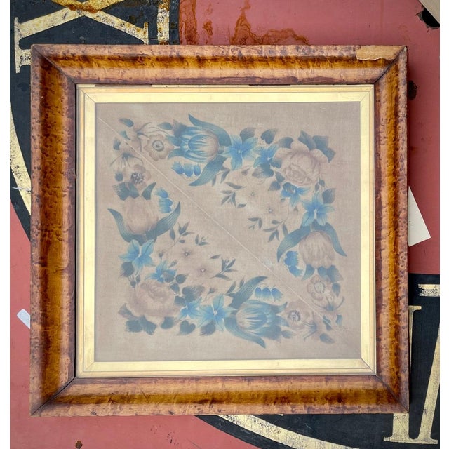 19th Century American Floral Theorem Painting in Original Maple Gilt ...