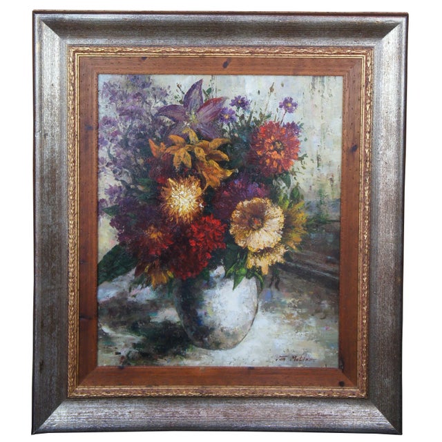 Still Life Floral Oil Painting by Van Matino Flower Bouquet in Vase ...