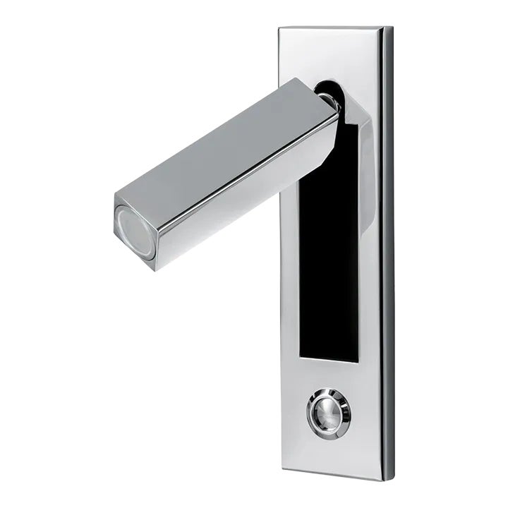 Polished Chrome Led Dock Button Reading Light | Chairish