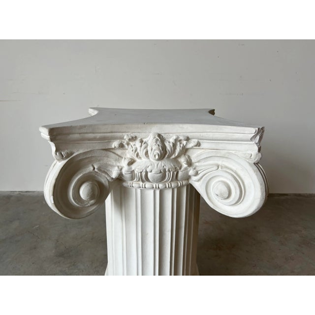Vintage Neoclassical - Style Column Plaster Pedestal / Side Table Base ...