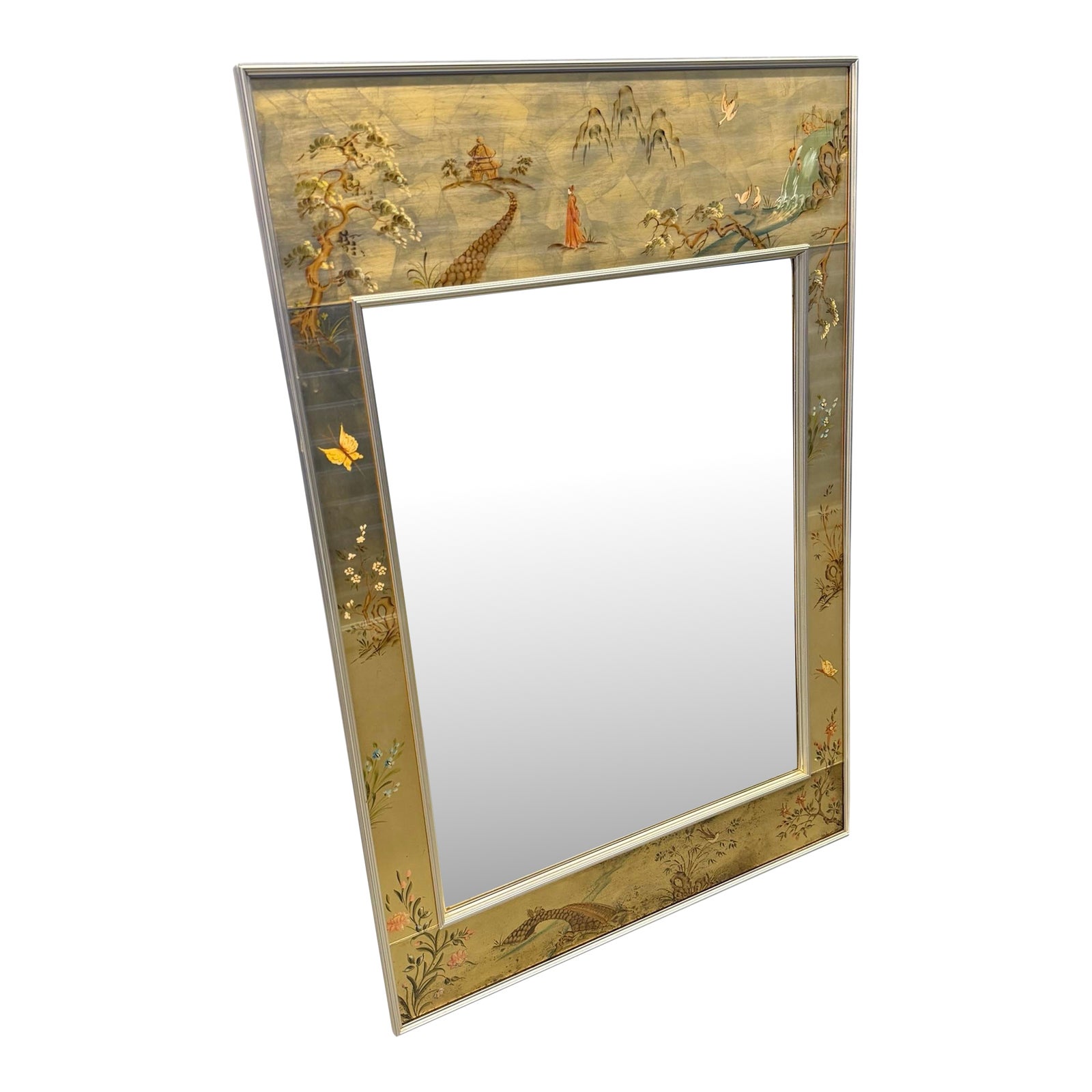 Vintage Labarge Chinoiserie Mirror Signed and Dated | Chairish