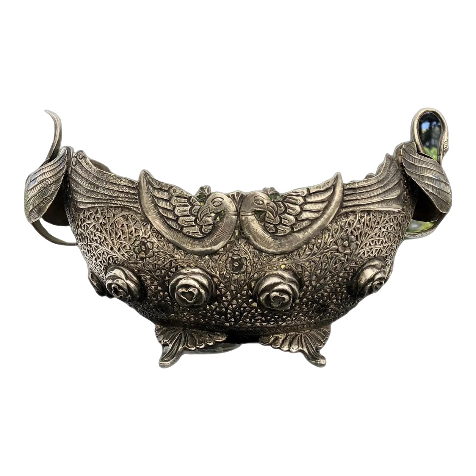Orissa Vintage Silver Fruit Bowl – Handcrafted Filigree Vessel With ...
