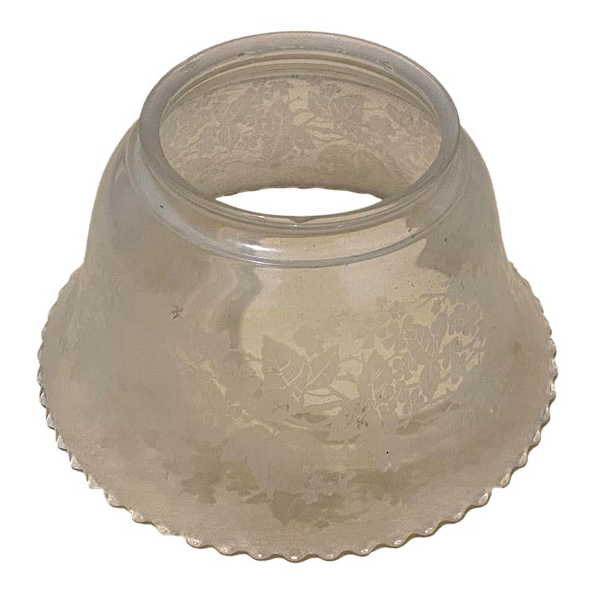 Antique Floral Etching Scalloped Edge Frosted Bell Gas Light Etched ...
