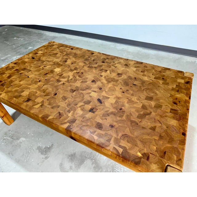 1970s Vintage Brutalist Danish Pine Butcher Block Coffee Table | Chairish