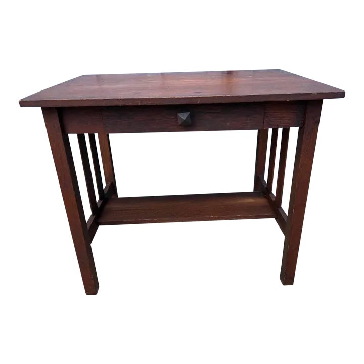 Antique Mission Oak Arts & Crafts Library Table or Writing Desk | Chairish