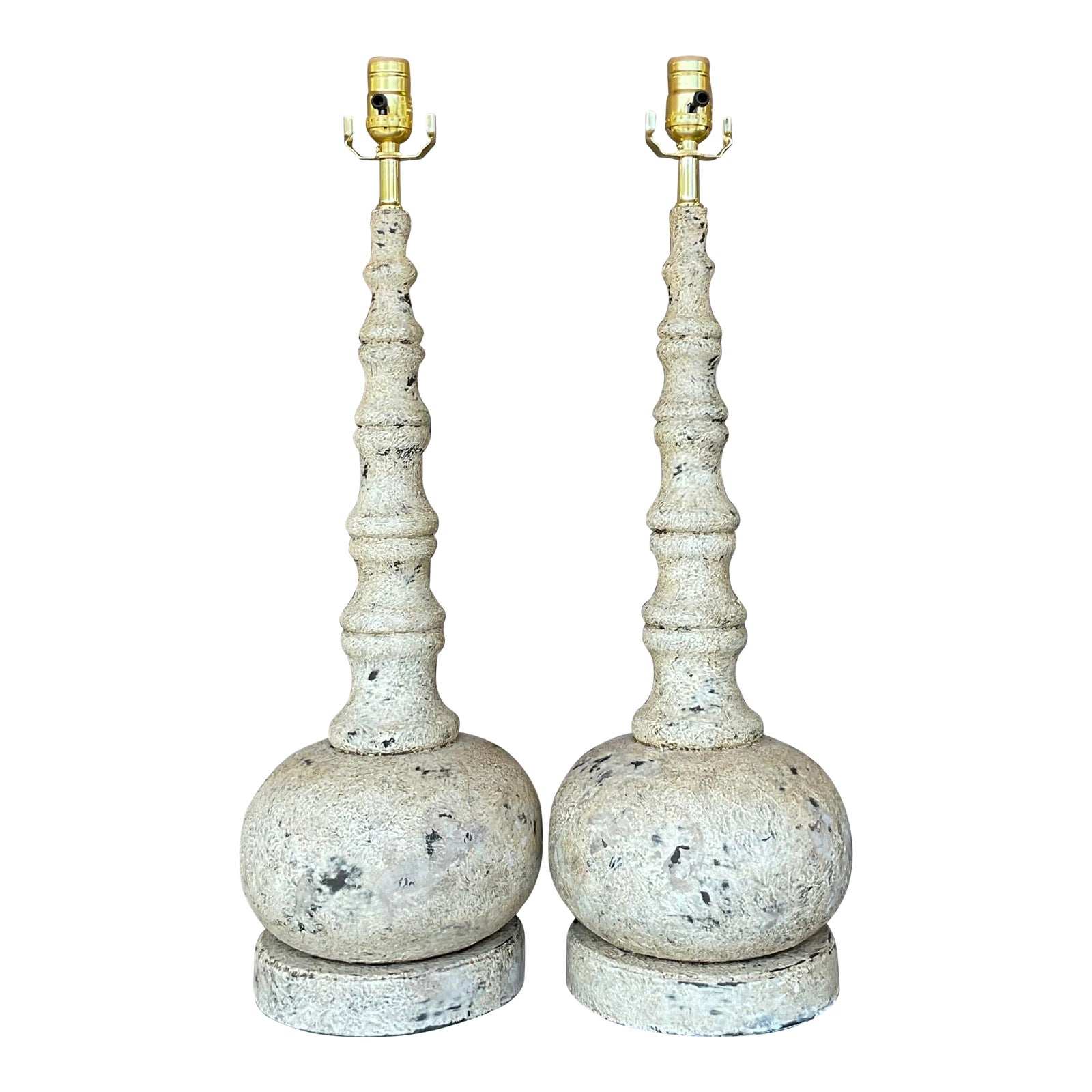 Vintage Boho Patinated Long Neck Lamps - a Pair | Chairish