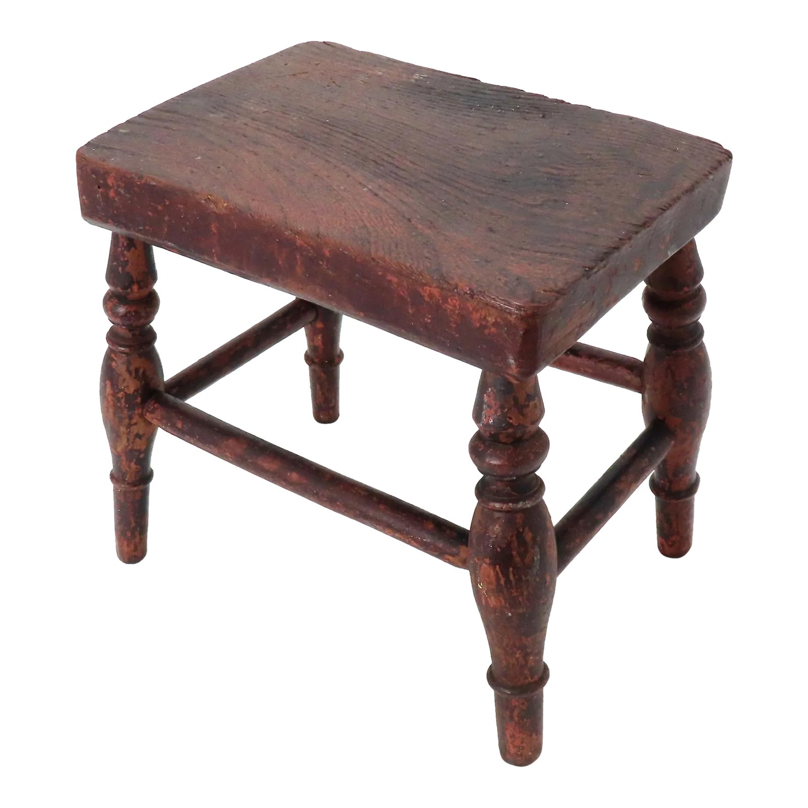 Antique Circa Mid 19th Century Country American Chestnut Wood Footstool ...