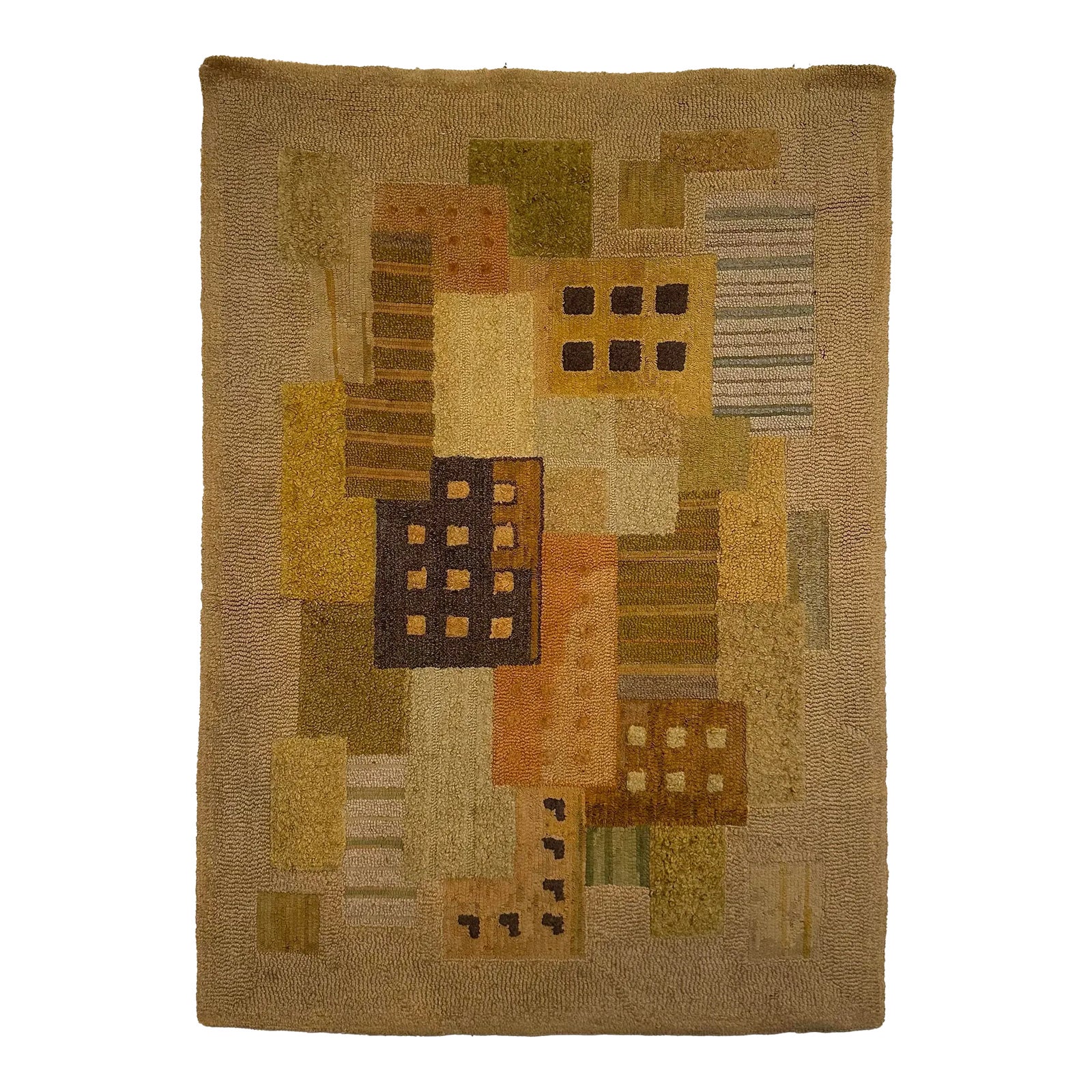 Mid Century Modern George Wells Hand Hooked Fiber Art Rug | Chairish