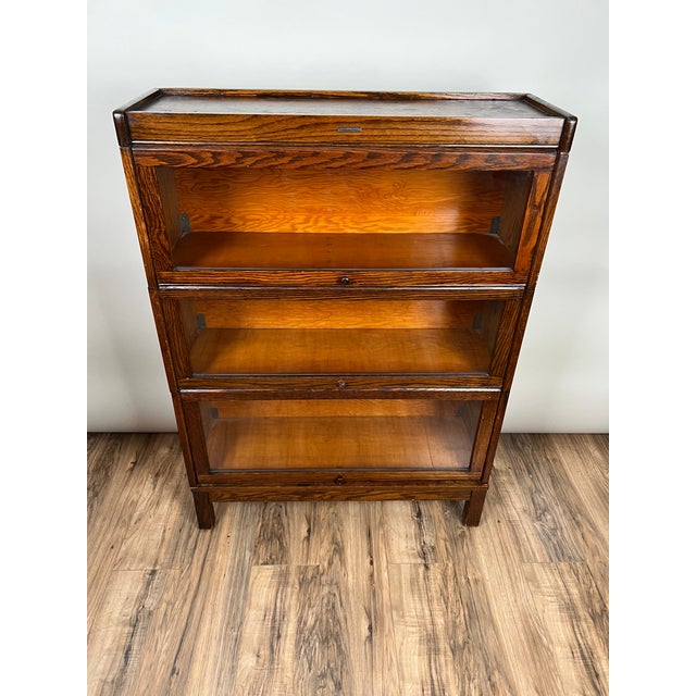 Vintage Lundstrom Oak Three Stack Barrister Bookcase C. 1930 | Chairish