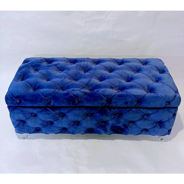 Tufted Royal Blue Rectangular Ottoman Chairish