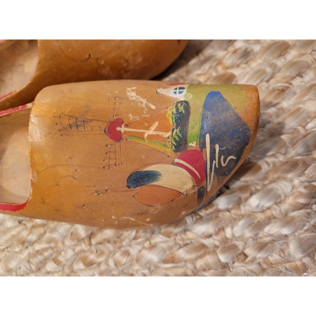 Vintage 1950s Painted Dutch Wooden Clogs - a Pair | Chairish
