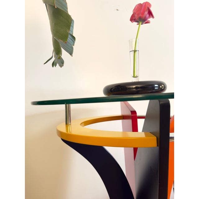 1980s Postmodern Multicolored Italian Memphis Design Pedestal Gueridon ...