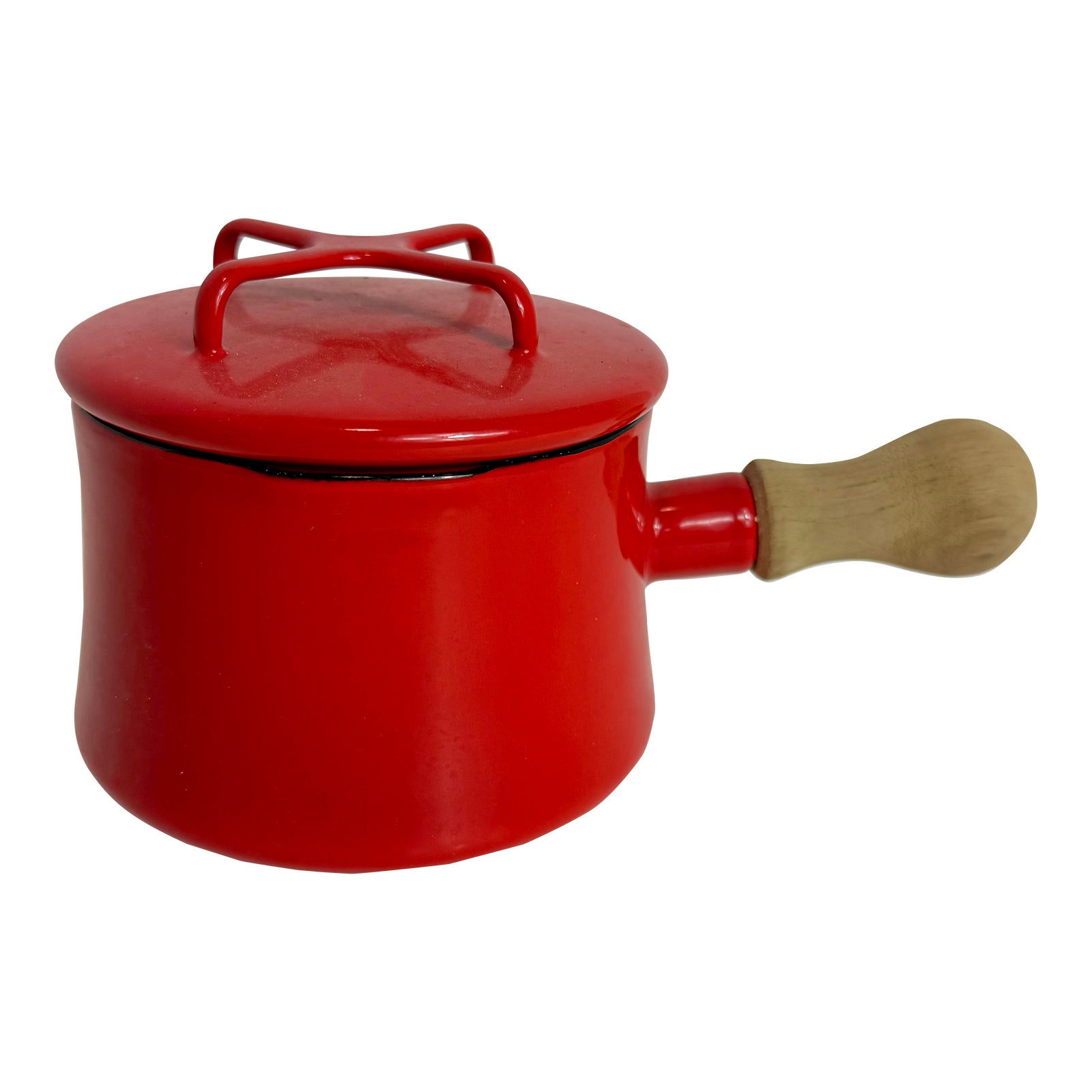Mid-Century Modern Dansk Kobinstyle Enamelware Red 2 Qt Sauce Pan With ...