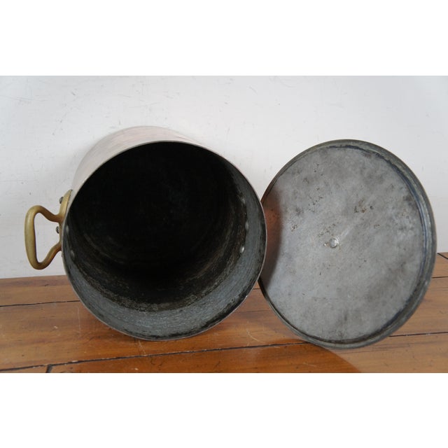 Heavy Antique French Copper Stock Pot Boiler Cauldron Acorn Lid Handles ...