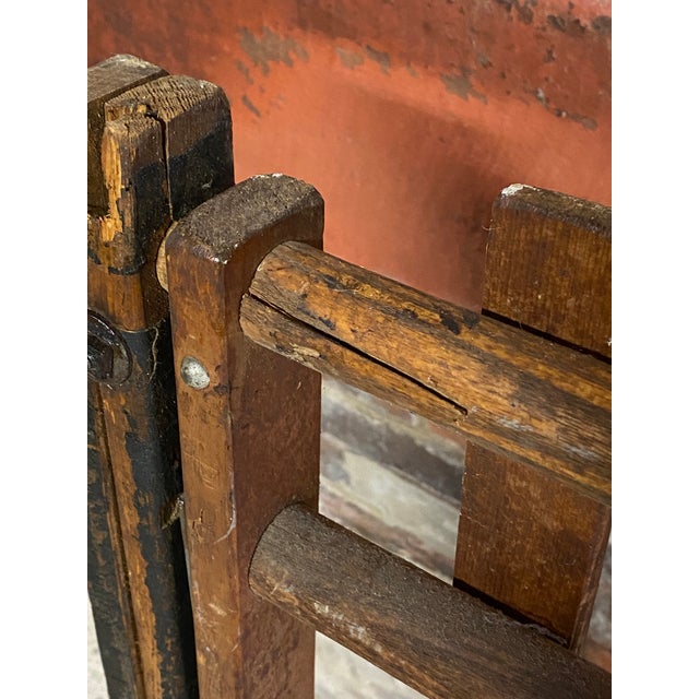 Vintage Factory Slat Folding Table | Chairish