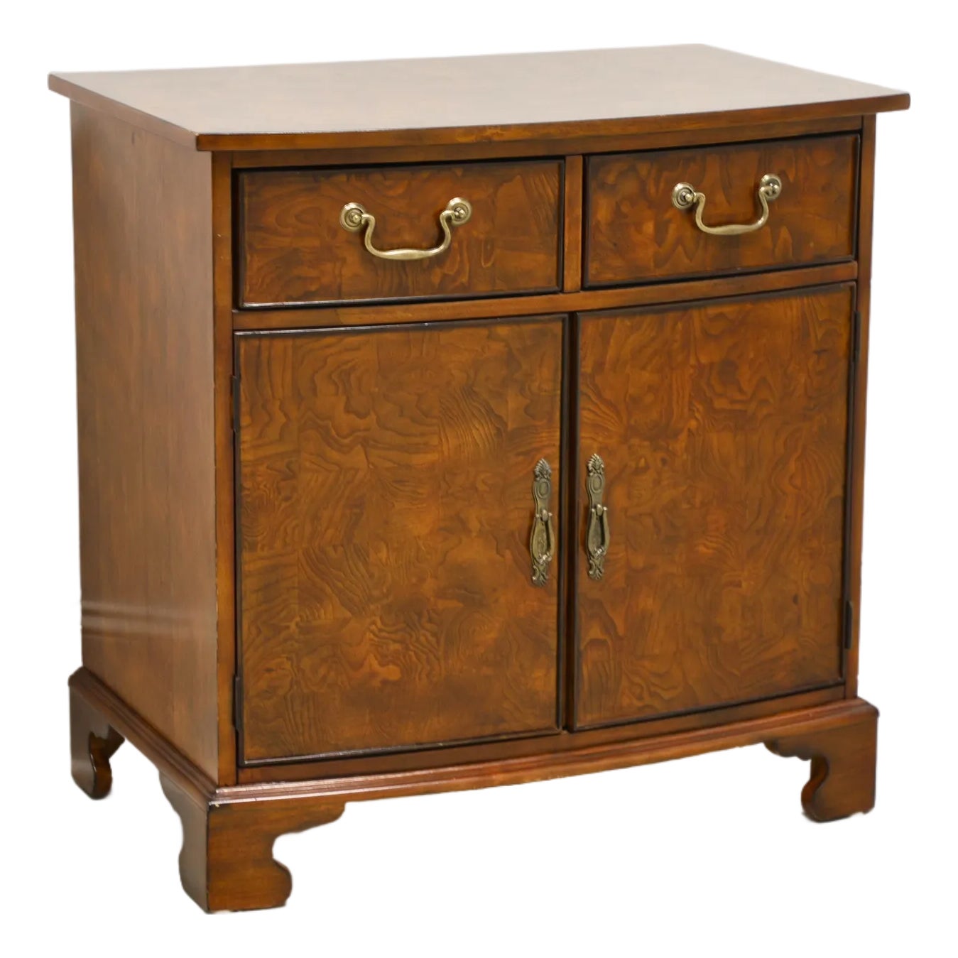 Accents Beyond Banded Georgian Burl Walnut Bedside Chest - A | Chairish