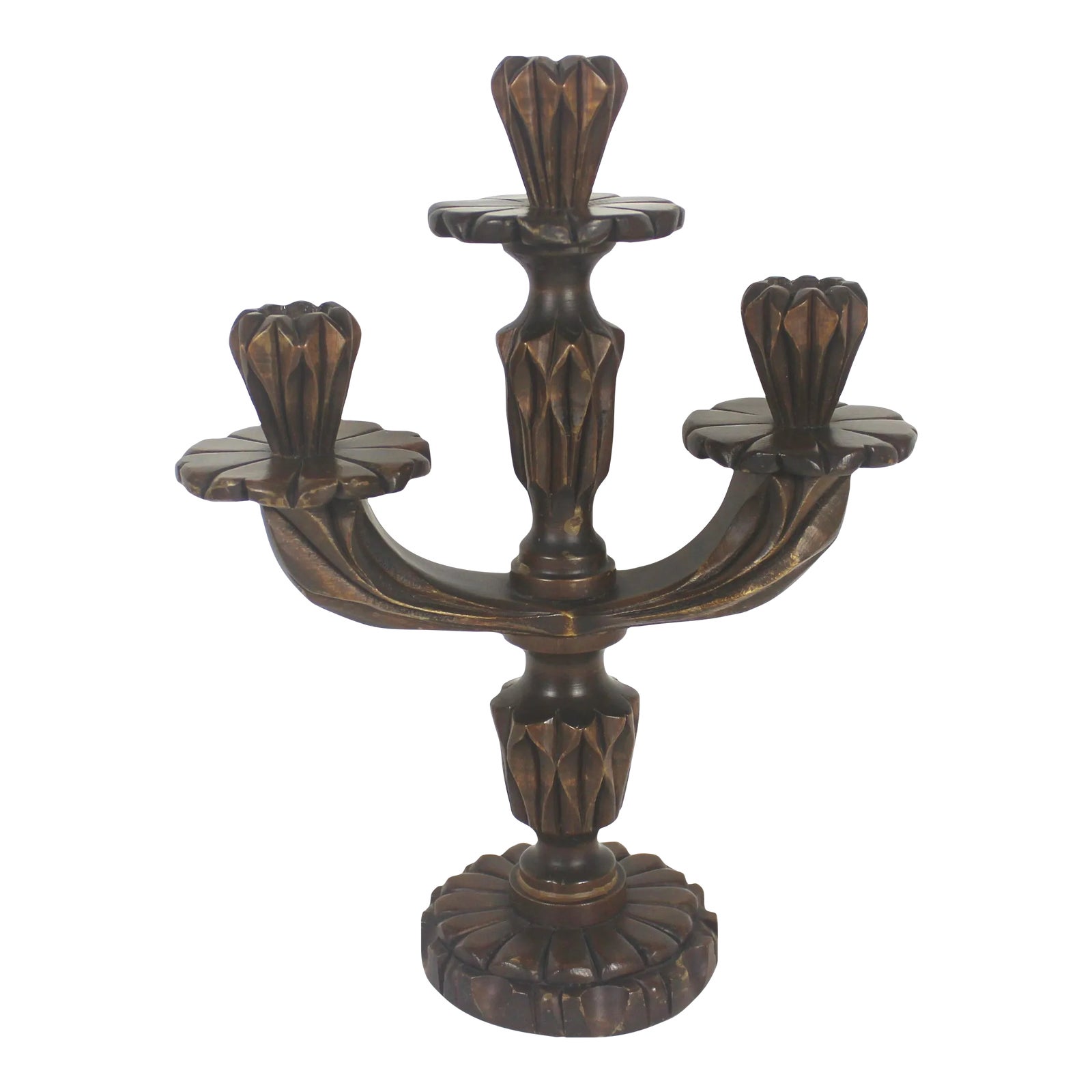 1970s Mid-Century Hand Carved Wood Candelabra Signed by Canadian Artist ...