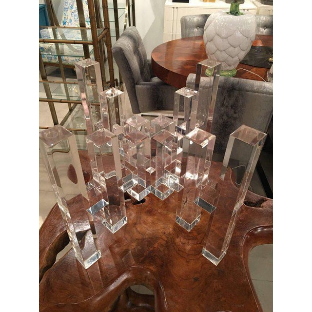 Lucite Skyscraper Architectural Columns Coffee Cocktail Table | Chairish
