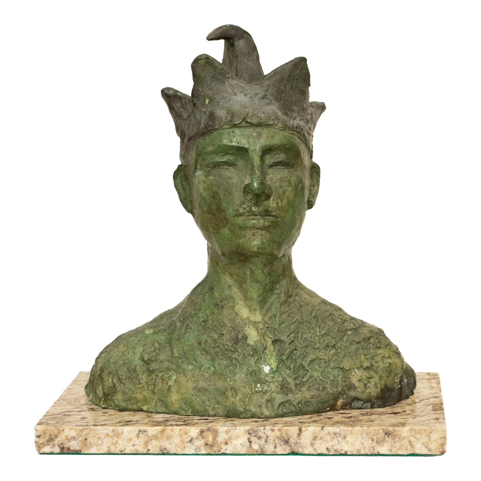 Mid-20th C. After Picasso, Jester Bronze Bust, Signed and Numbered 17/ ...