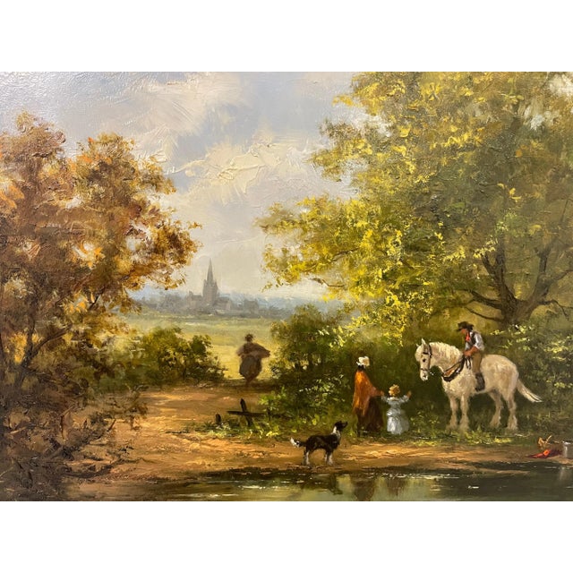 Gudrun Sibbons, Oil Painting of Family Picnic by the River with Horse ...