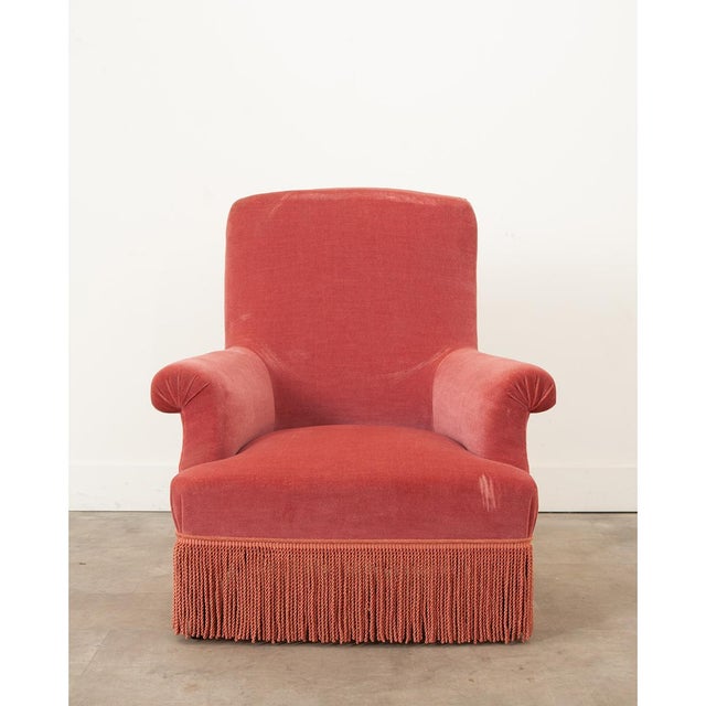 French Vintage Parlor Armchair with Fringe | Chairish