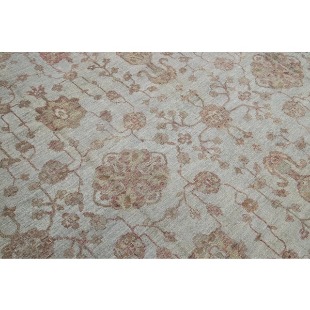 Oversized Modern Oushak Style Gray Wool Rug Features Allover Motif ...