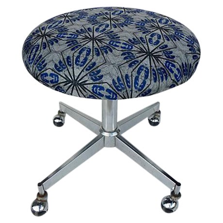 Mid Century Stool on Casters | Chairish