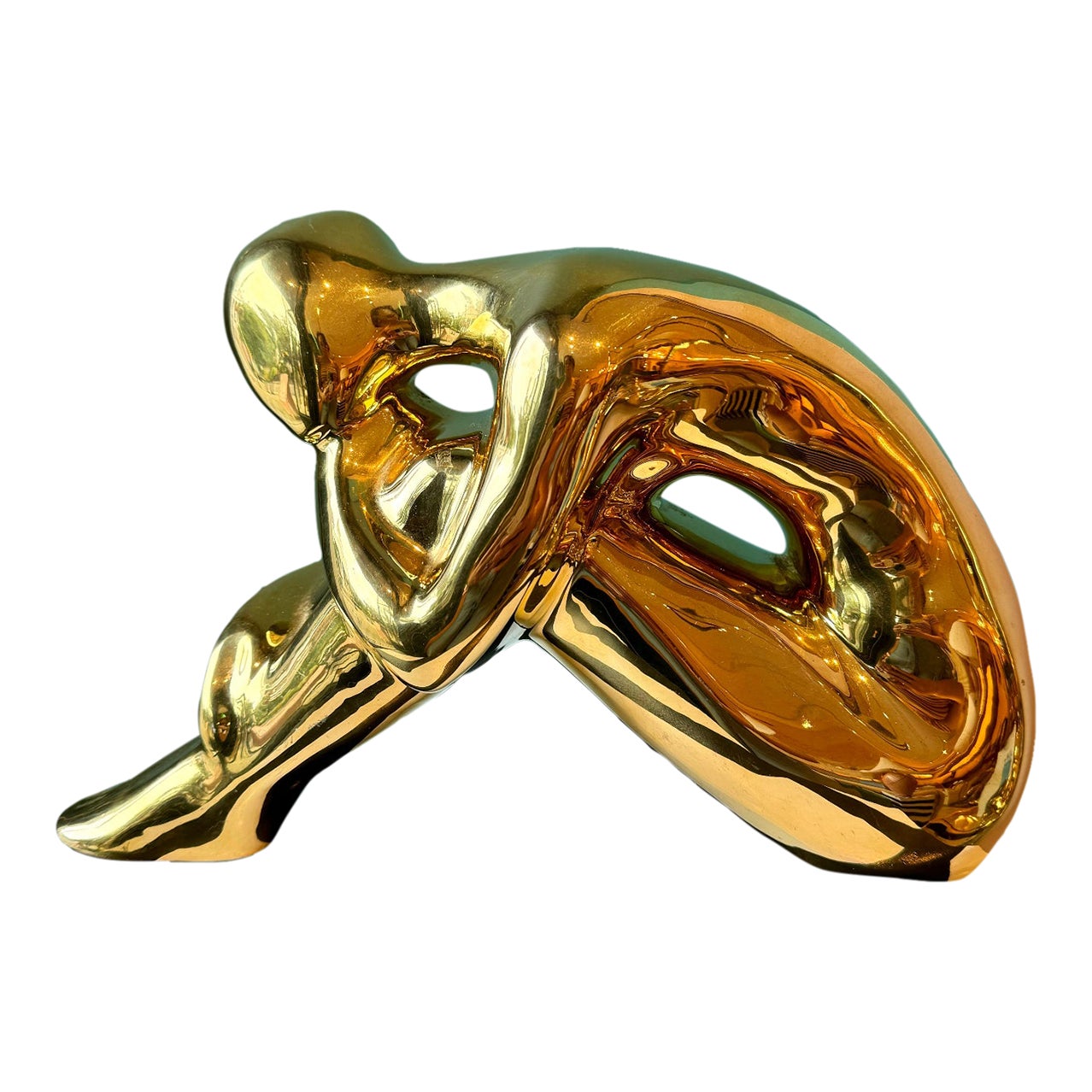 Vintage Jaru Gold Plated Ceramic Sitting Figure | Chairish