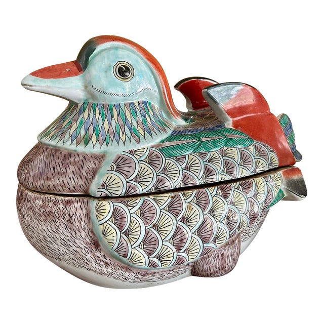 Vintage Chinese Export Mandarin Duck Tureen | Chairish