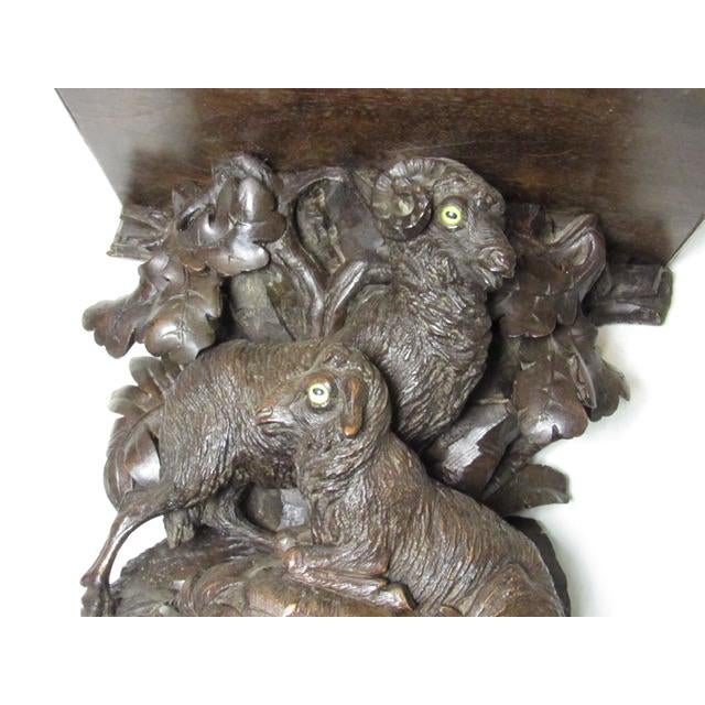 Black Forest Carved Wood Ram and Ewe Wall Shelf | Chairish