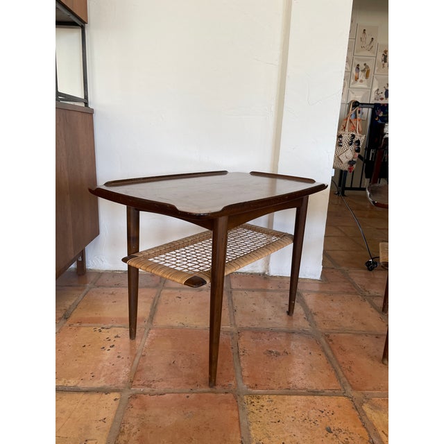 1950s Pair of Danish Modern Poul Jensen for Selig Side Tables With Cane ...