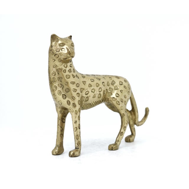 Vintage Brass Leopard Figurine | Chairish