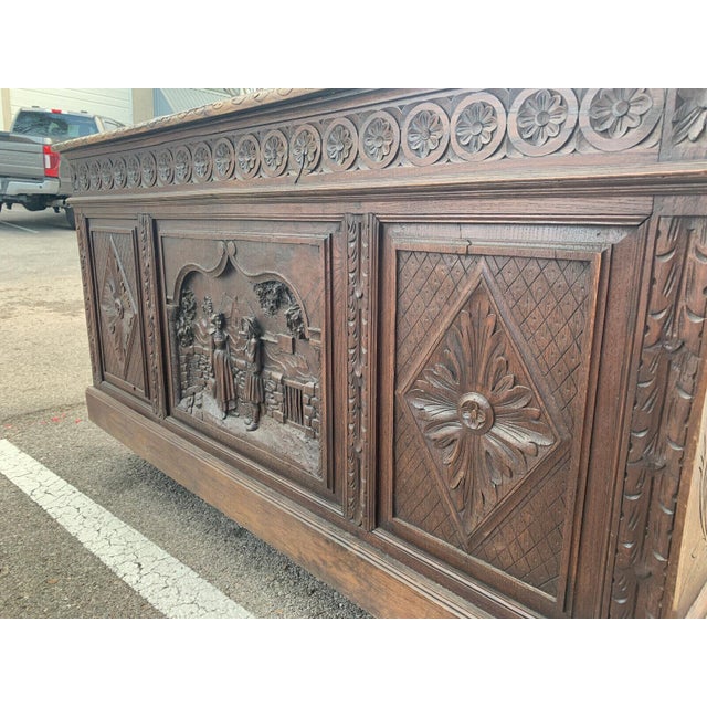 1800s Antique Breton Highly Carved 6 Drawers French Desk | Chairish