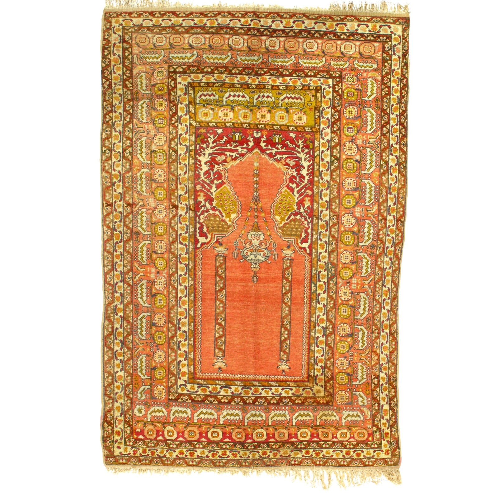Early 20th Century Antique Turkish Hand-Knotted Prayer Rug - 4′1" × 6′4 ...