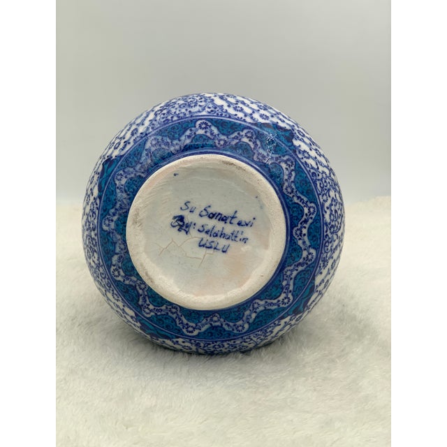 1960s Blue Handmade Turkish Decor Vase | Chairish