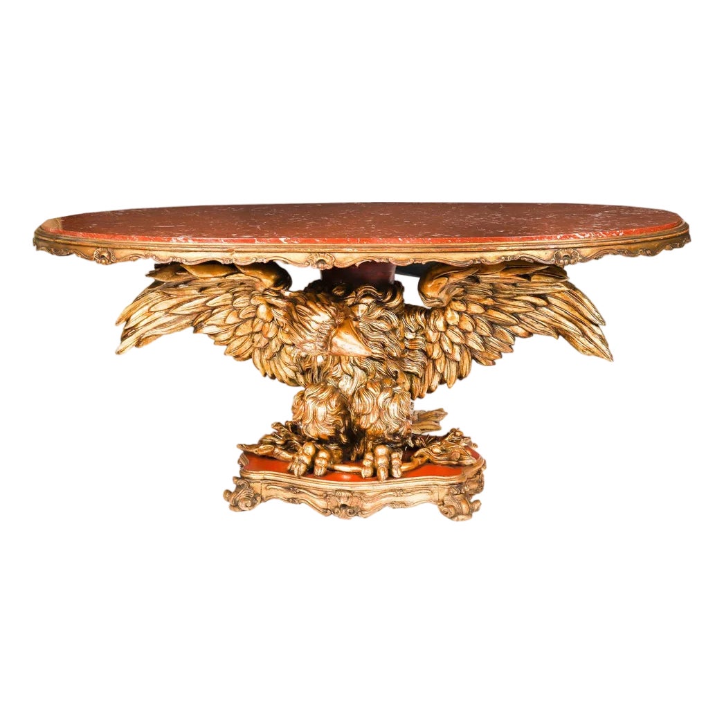 Antique George II Revival Rouge Marble Topped Eagle Centre Table | Chairish