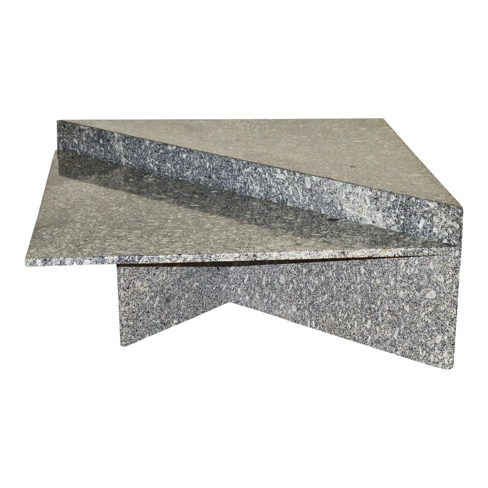 1980s Postmodern Black Polished Granite Triangular Modular Tables - Set ...