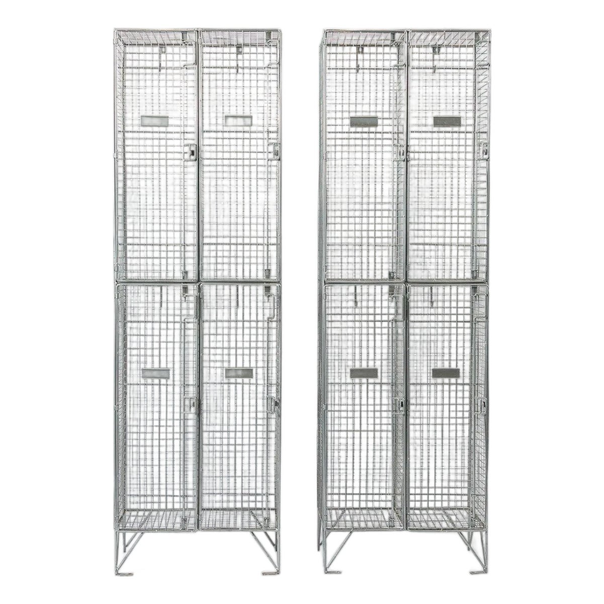 Pair British Industrial Metal Wire Mesh Locker Sets, Made in the Uk ...