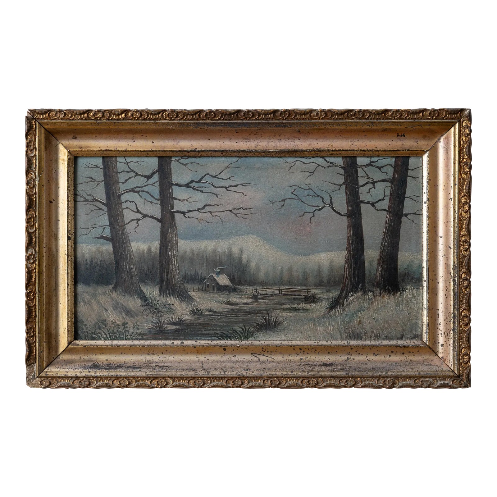 Conrad F. Haeseler Winter Scene Painting | Chairish