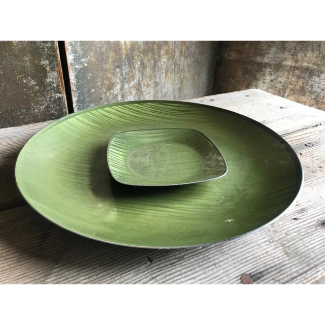 1950s Catherineholm Strek Cathedral Metal & Enamel Green Striped ...