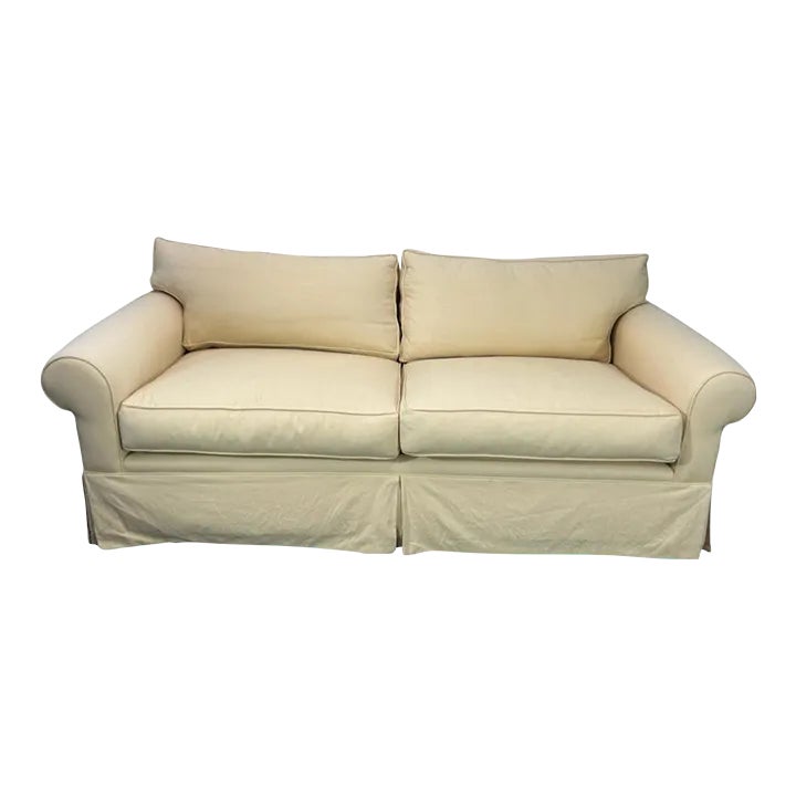 Custom Bespoke Down-Filled Two Seater Linen Sofa | Chairish