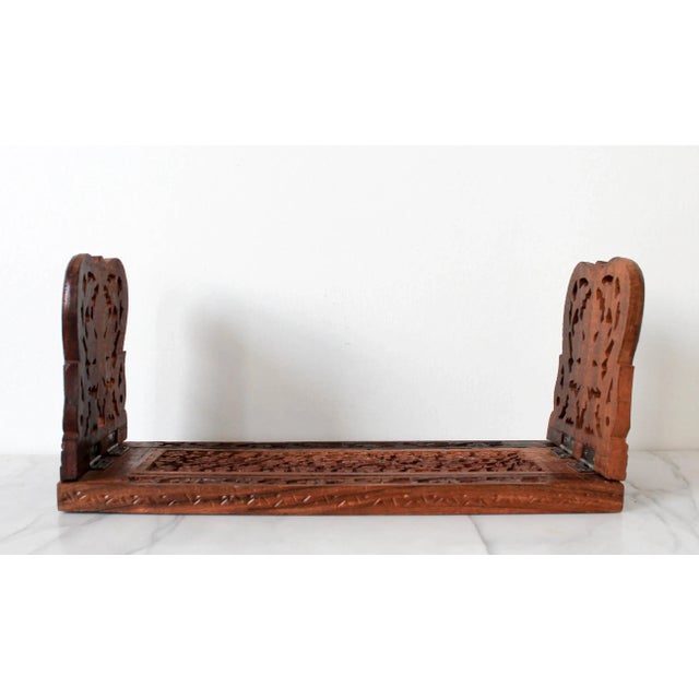 Vintage Expandable Carved Wood Book Holder | Chairish
