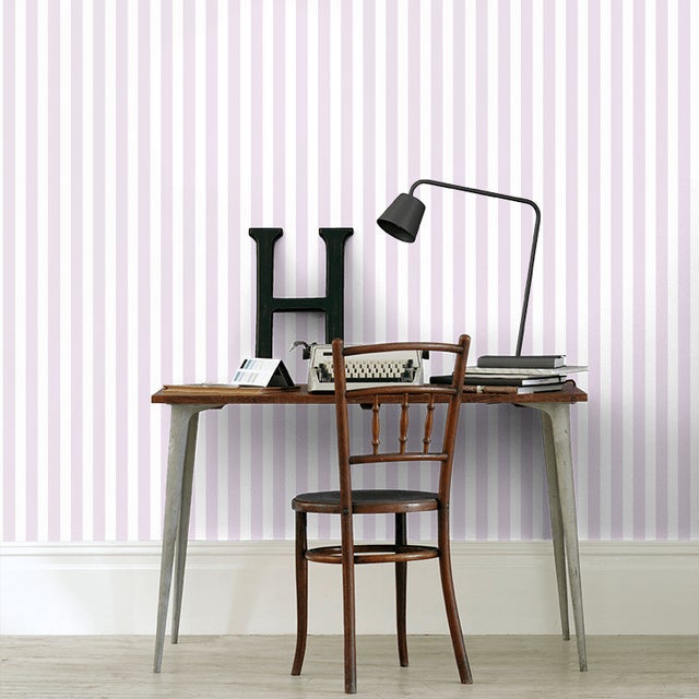 Regency Stripe Wallpaper - Purple - Sample | Chairish