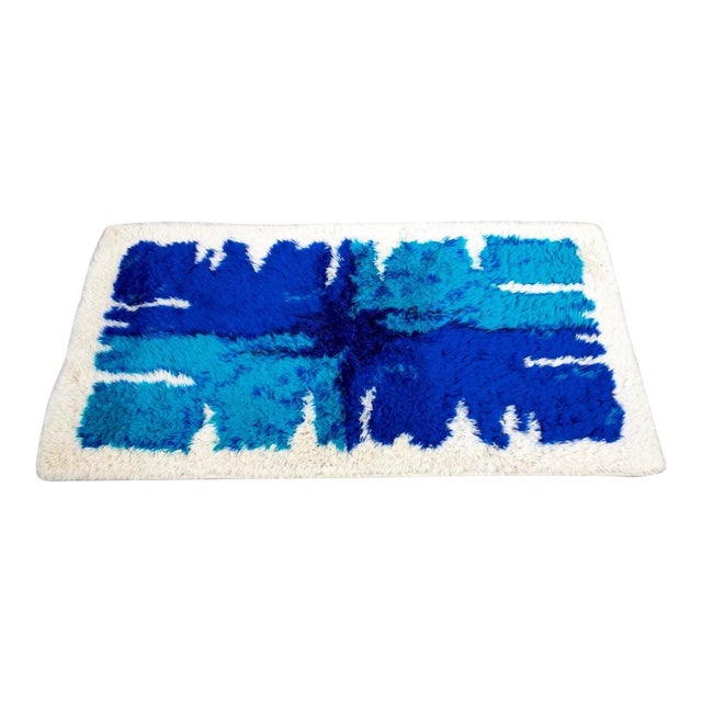 Hojer Eksport Wilton Danish Blue and Purple Abstract Design Mid Century ...