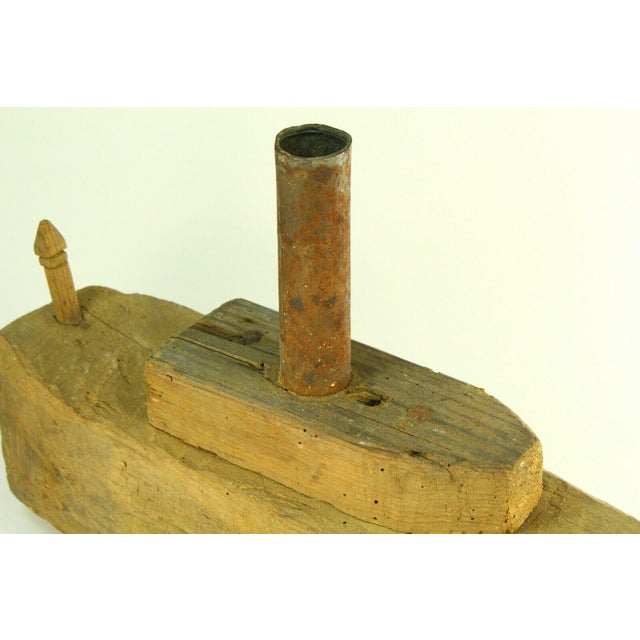 19th Century Large Primitive Folk Art Wooden Ship Model Steamship ...