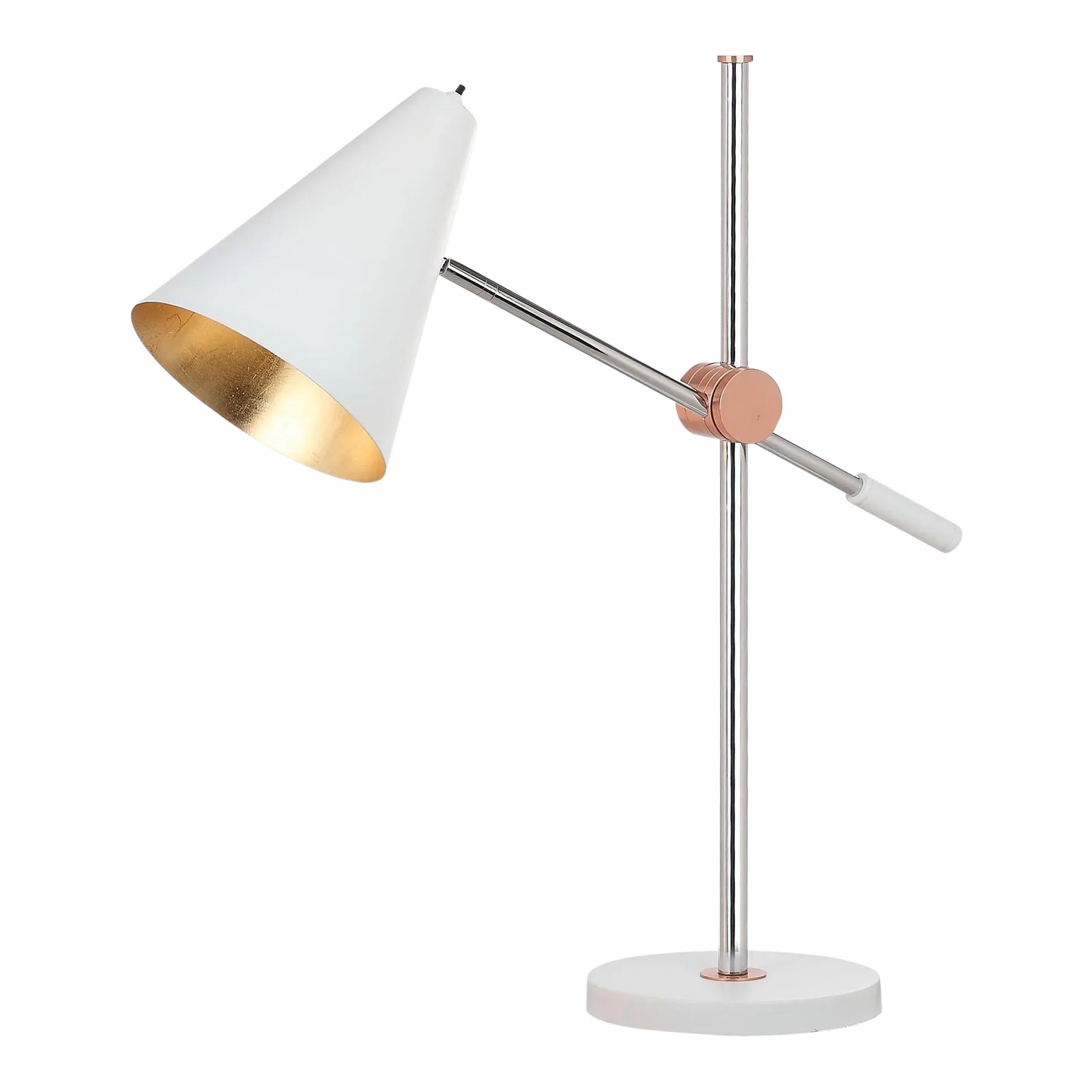 Modern Task Lamp - Chrome & White | Chairish