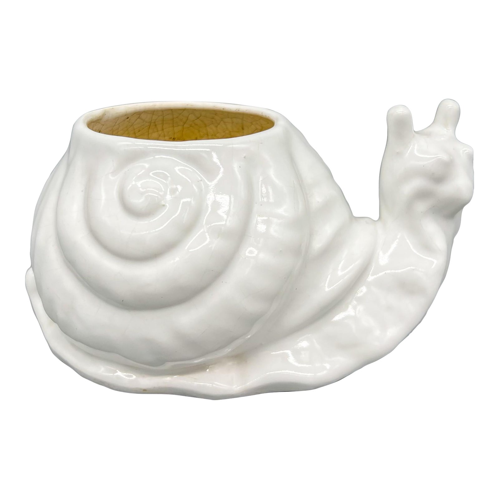 Vintage Italian White Glazed Ceramic Snail Planter – Handmade in Italy ...