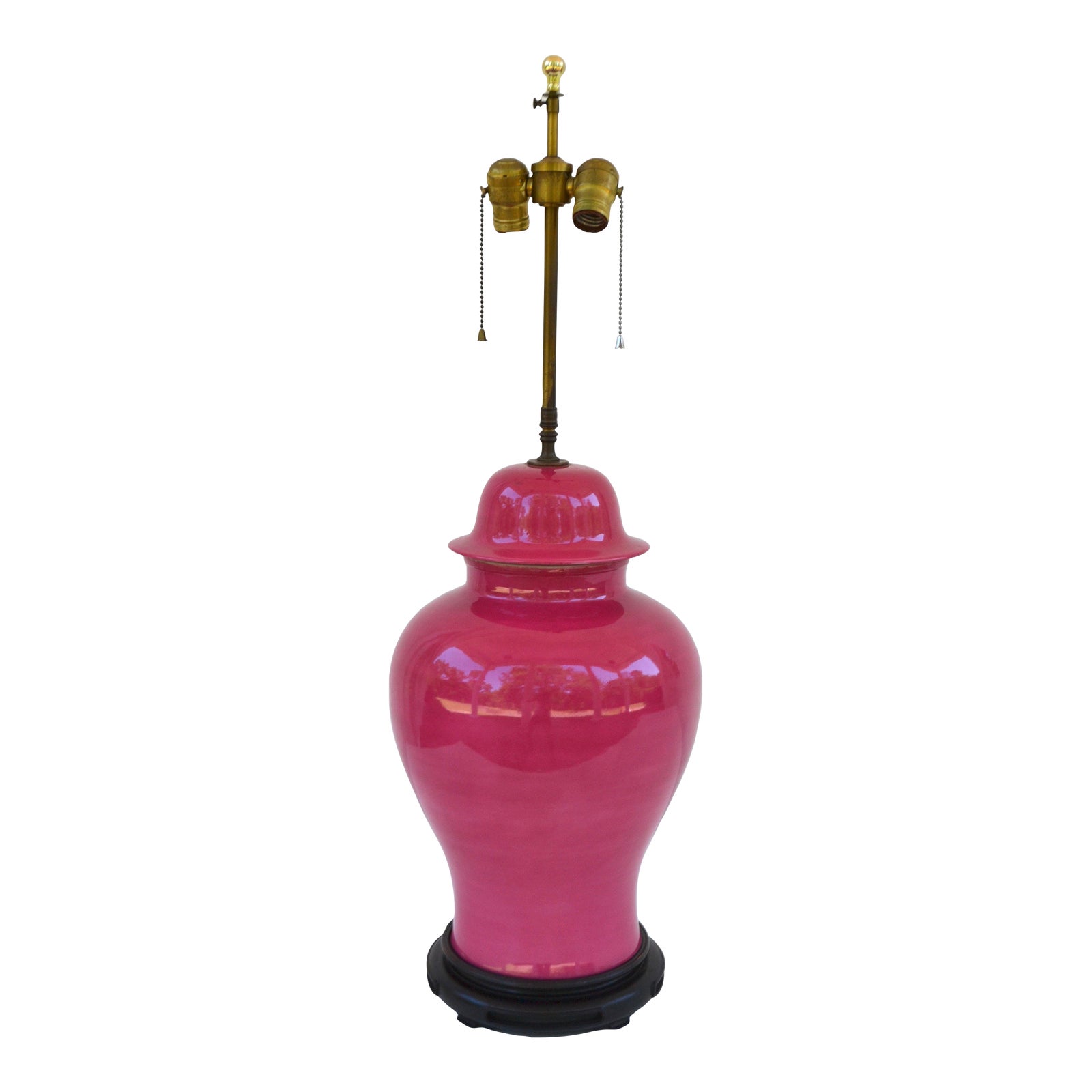 1950s Hollywood Regency Fuchsia Glazed Ceramic Table Lamp | Chairish